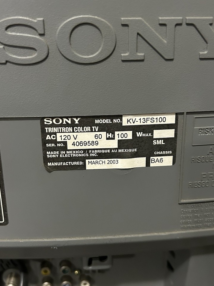 Sony Trinitron 13” KV-13FS100 Gaming CRT TV -No Remote - TESTED | eBay