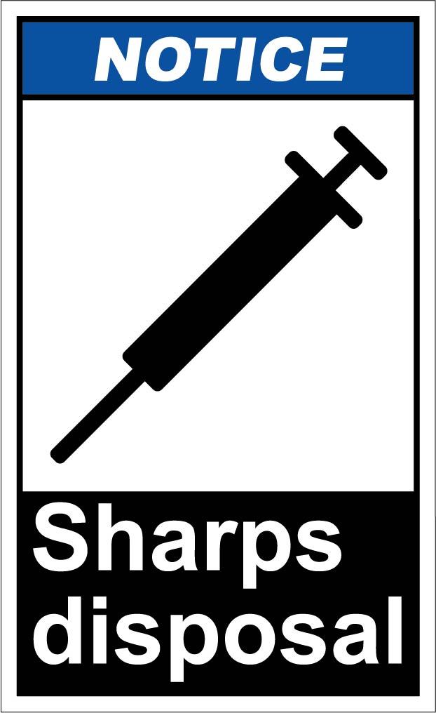 Sharps Disposal Notice OSHA / ANSI LABEL DECAL STICKER | eBay