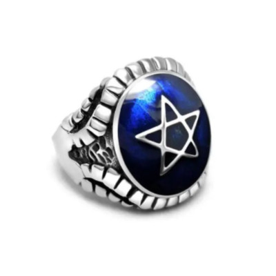 Size 7 Stanton LaVey Cobalt Blue Angel Heart Ring Marilyn Manson ...