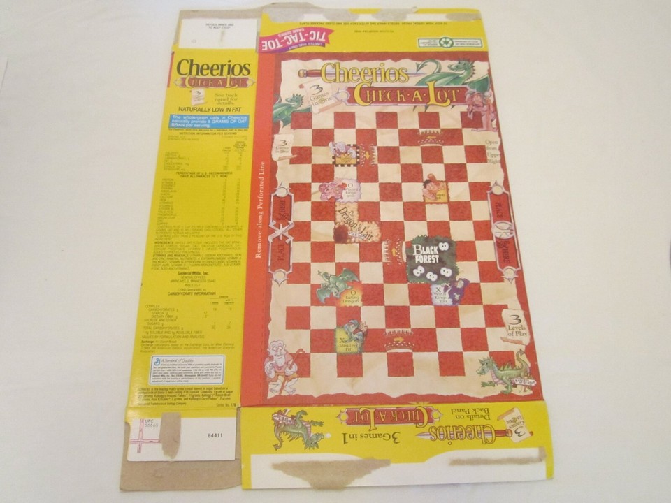 Empty Cereal Box 1993 TIC-TAC-TOE Cheerios 20 oz CHECK-A-LOT [Z201] | eBay