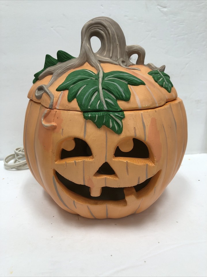 Vintage Hand Made Halloween Decor Ceramic Jack-O-Lantern Pumpkin ...