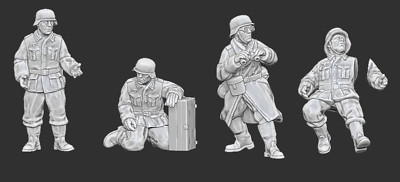 Bolt Action Compatible: German AA|Artillery Team, x4 figures (28mm ...