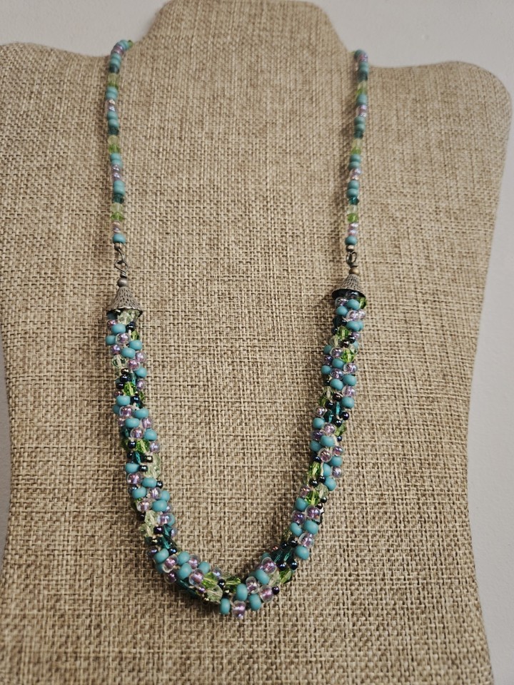 GLASS SEED BEAD MULTI COLOR TOGGLE CLOSURE BEADED NECKLACE | eBay
