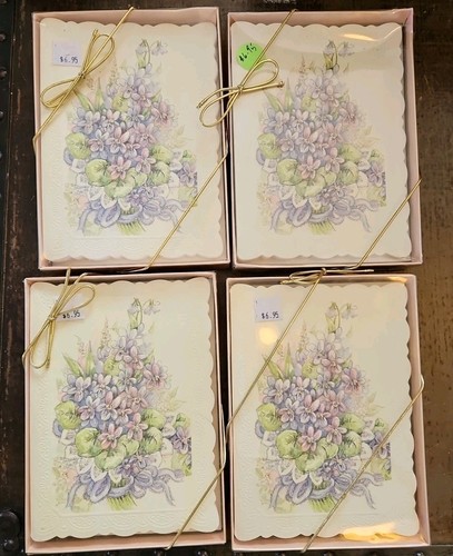 Marian Heath Lot Of 4 Boxed 6 Note Cards & Envelopes Violet Bouquet ...