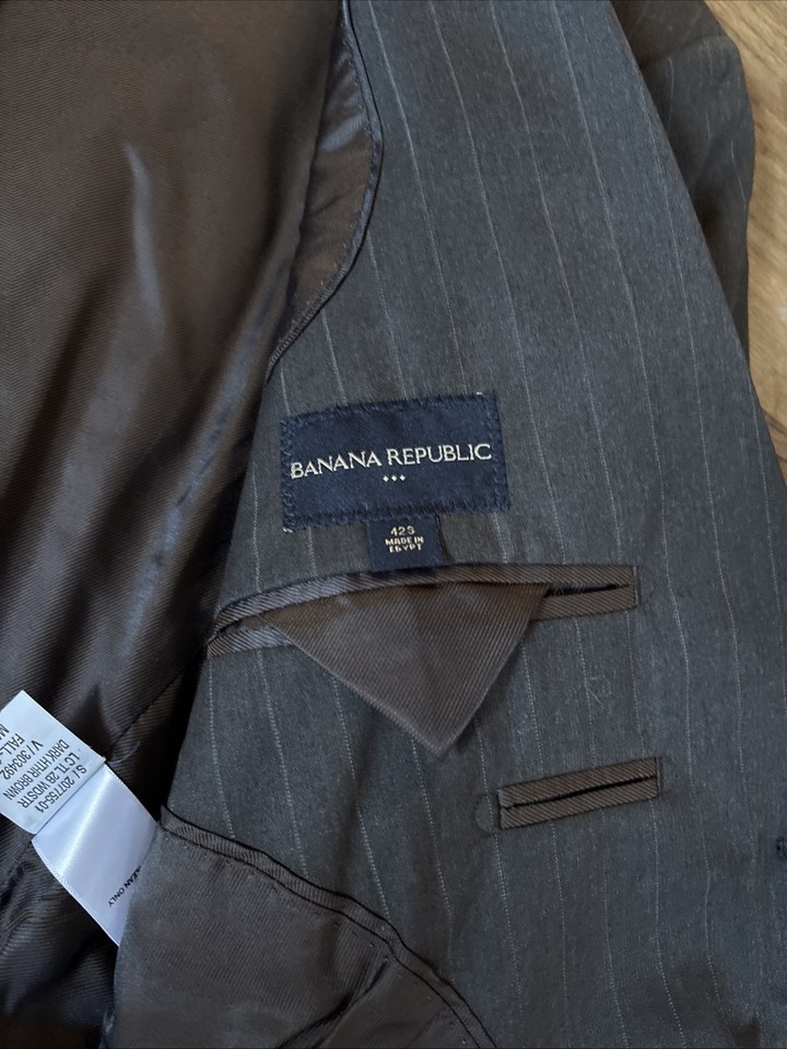 Banana Republic Dark Hthr Brown Blazer Men’s 42S Egypt Meade Striped ...