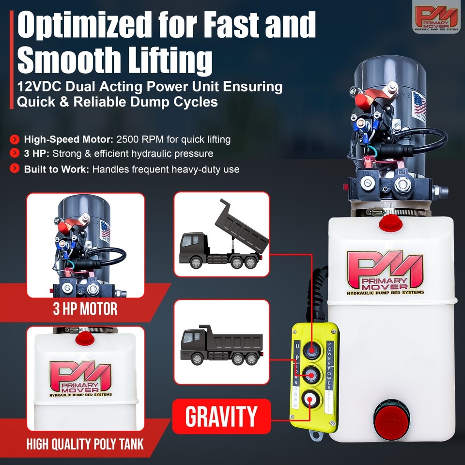 KTI 12V Double-Acting Hydraulic Pump - Poly Reservoir | eBay