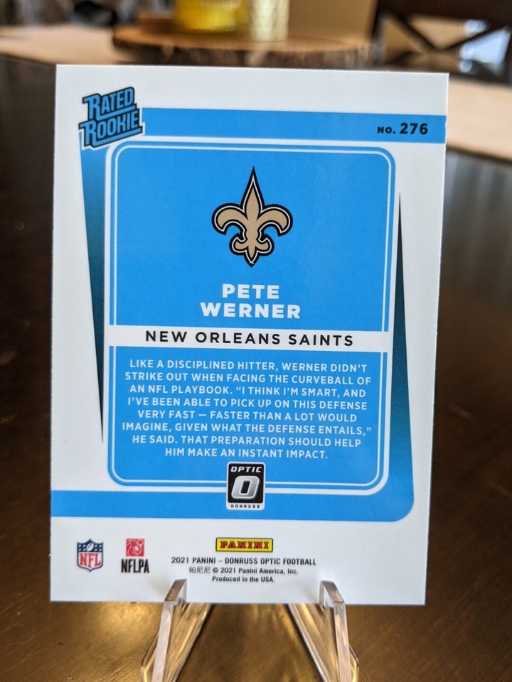Pete Werner 2021 Donruss Optic Rated Rooke # 276 RC New Orleans Saints ...
