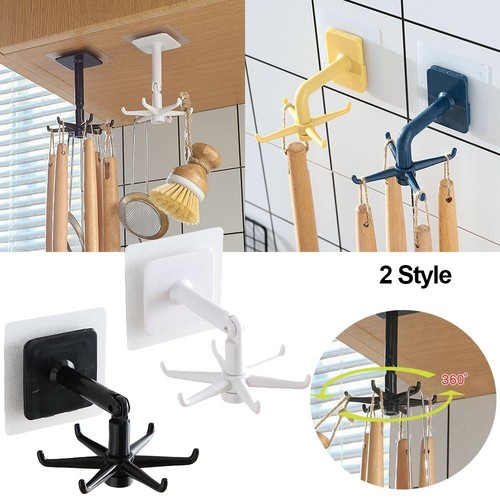 360° Rotating Coat Hanger Seamless Hooks Storage Racks Wall Hanger ...