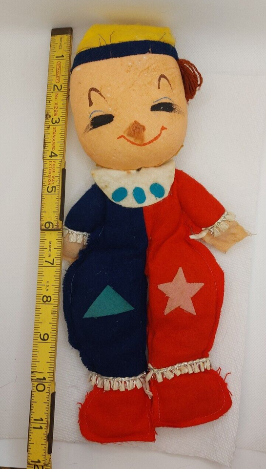 Vintage Handmade Clown Handpainted Face Felt Clothing Styrofoam Body | eBay