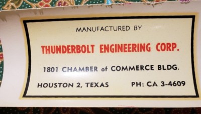 Vintage water decal slide Thunderbolt Engineering Corp Houston TX ...