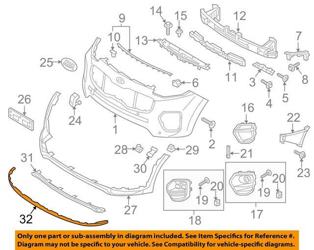 Kia OEM 17-18 Sportage Front Bumper Grille-lower Deflector 86567D9000 ...