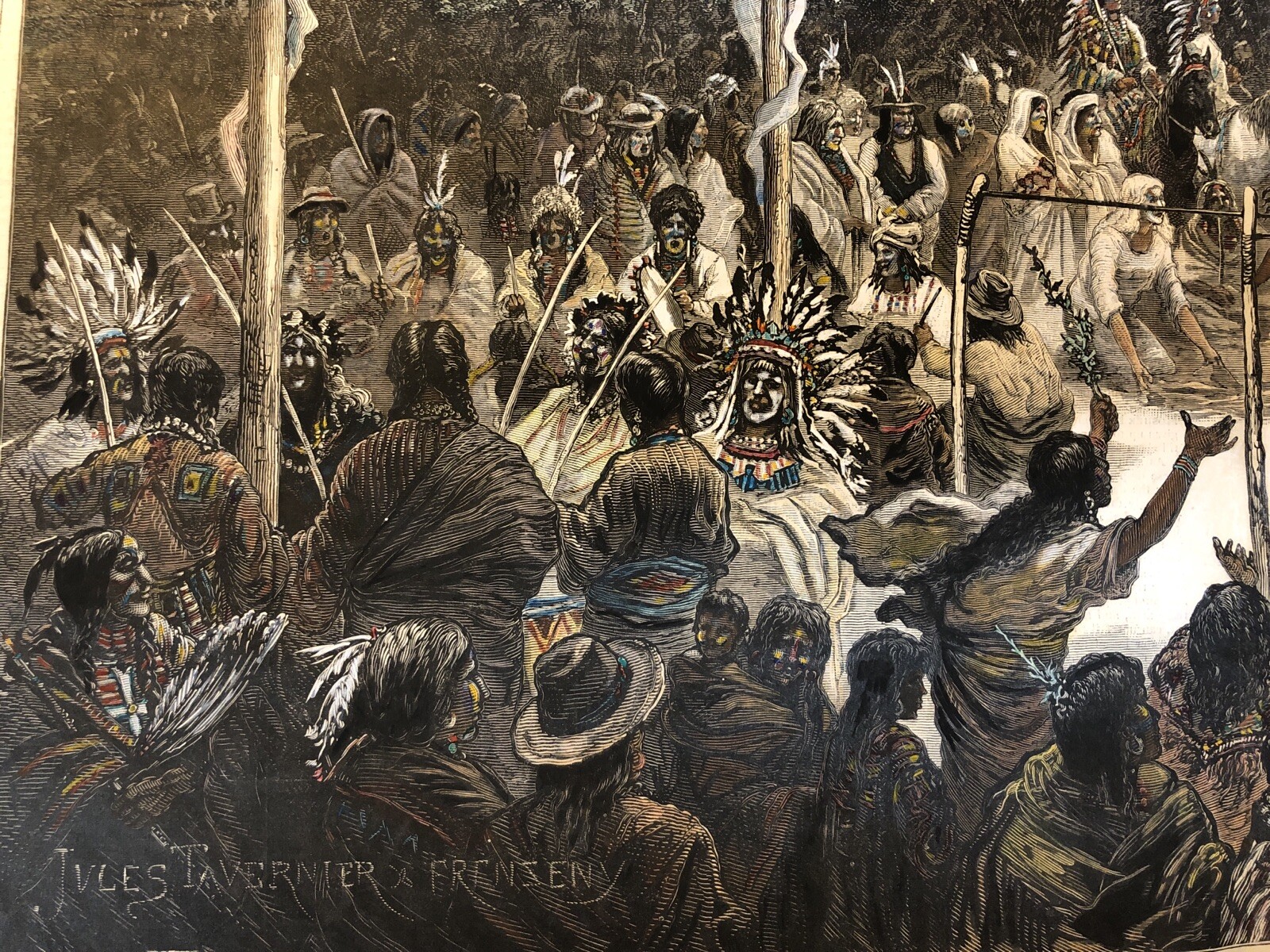 SIOUX SUN DANCE ORIGINAL1875 HARPER'S WEEKLY HAND COLORED ENGRAVING ...