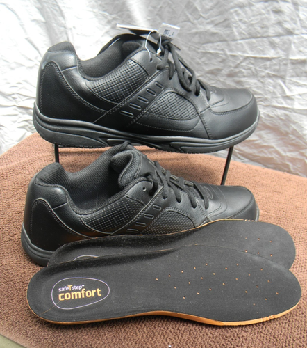 Safe T Step Work Shoes Mens 13 Black Lace Up Slip Resistant Sole ...