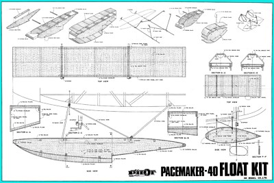 OK Pilot RC Pacemaker-40 Model Airplane Balsa Floats (.40-.45 size ...