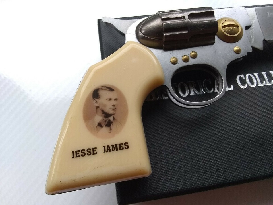 Jesse James Hand Gun Pistol Revolver Manual Open Pocket Knife Blade ...