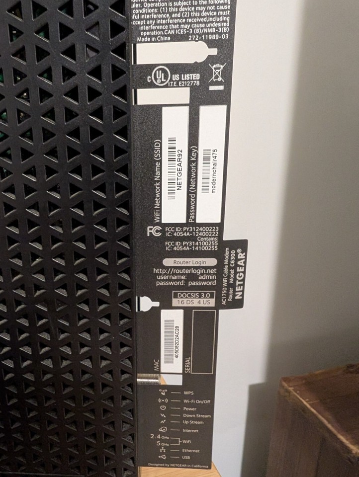 NETGEAR AC1750 Cable Modem Wifi Router Combo C6300 Dual Band DOCSIS 3.0 ...