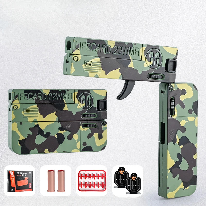 2.0 Upgraded Lifecard Folding Toy Gun Soft Bullet Blaster Alloy Model ...