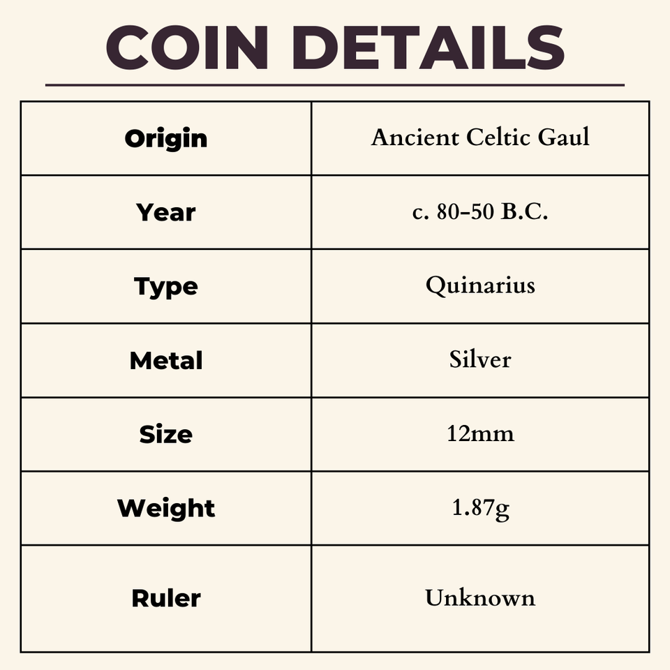 Ancient Celts Coin Gaul Silver Quinarius 80BC Sequani Tribe Gallic ...