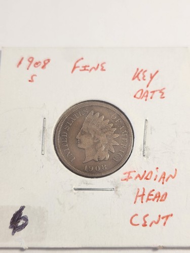 1908 S Indian Head Cent Fine Tough Key Date Rare Ebay