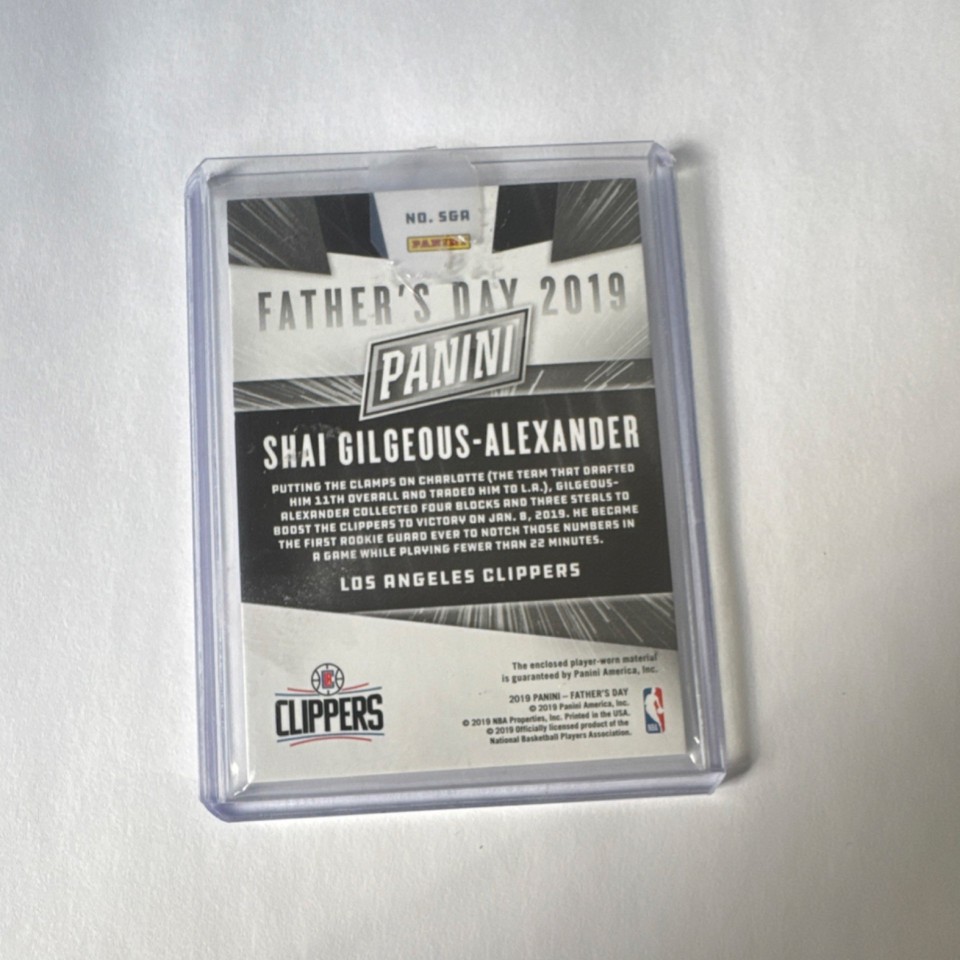 Panini Father's Day 2019 Shai Gilgeous-Alexander Clippers Relics ...