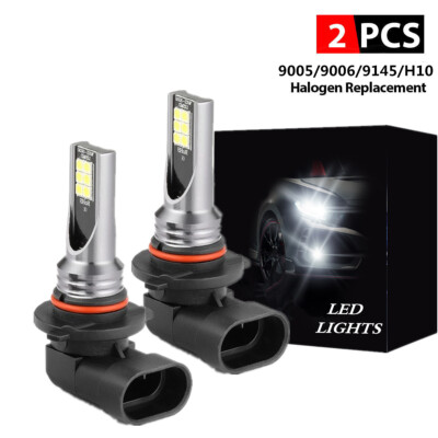 2Pcs LED Fog/Driving Bulbs 9006 HB4 Fog Light White 6500K High Power ...