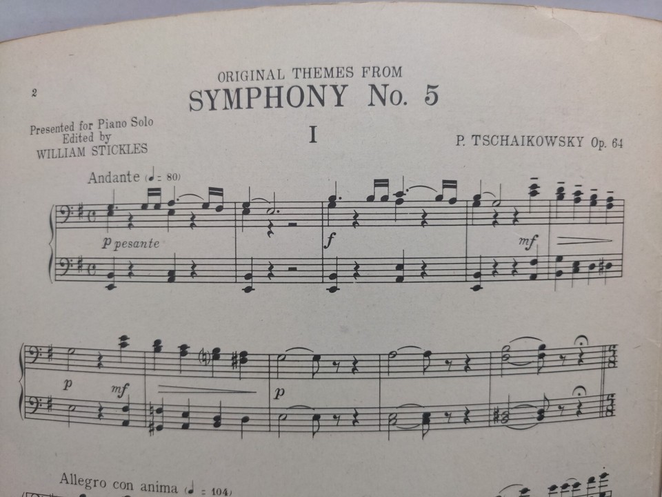 Tschaikowsky's Symphony Number 5 Sheet Music Piano Solo Classical F1L ...
