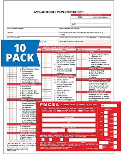 J. J. Keller 10-Pack, Annual Vehicle Inspection Report Form & Red FMCSA ...