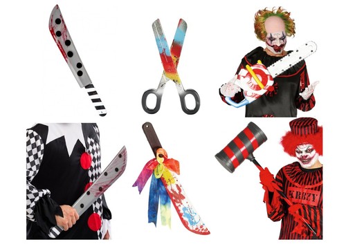 Adult Bloody Clown Weapons Hammer Machete Fancy Dress Decoration Weapon ...