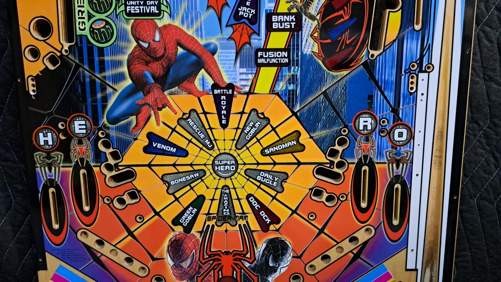Spiderman Pinball Machine Playfield Stern Pinball -Original New Old ...