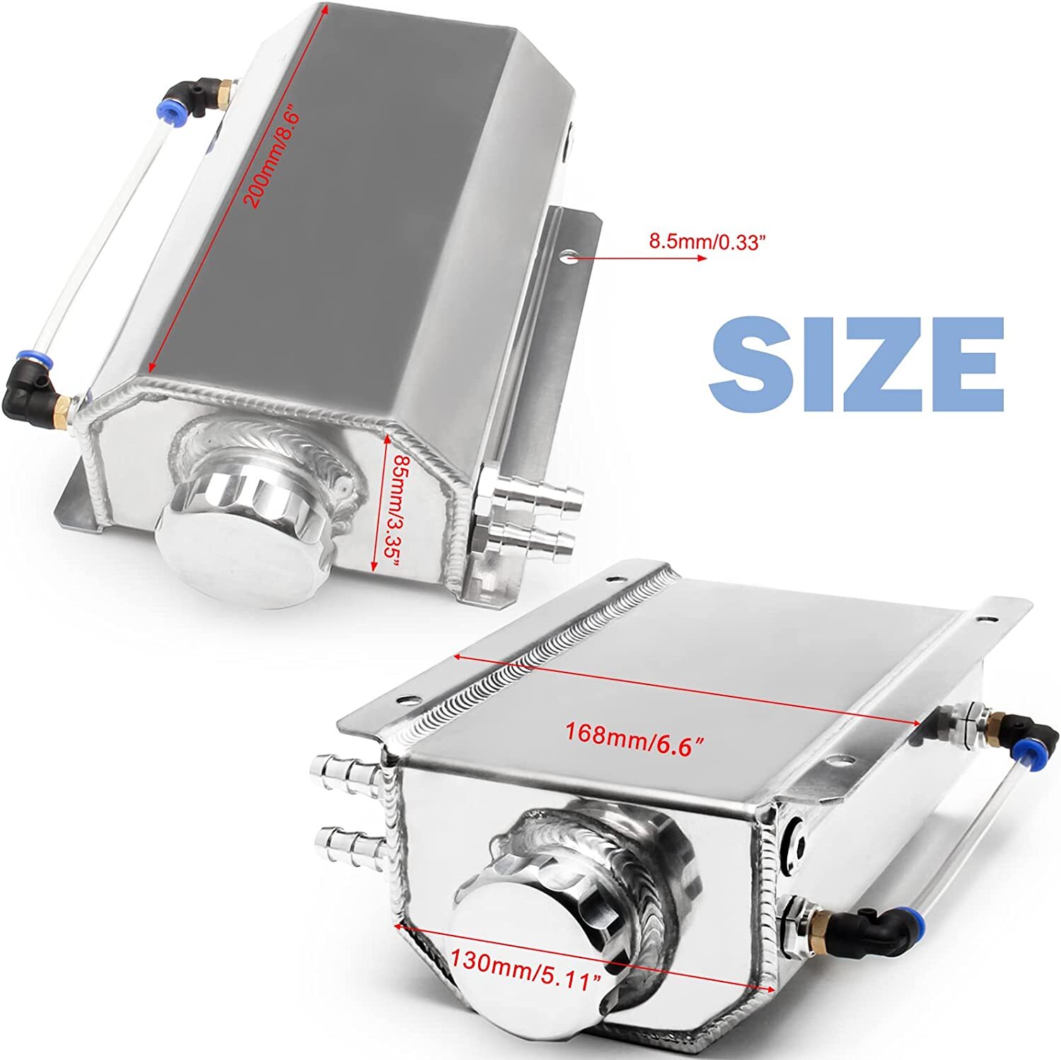 2L Polished Aluminum Coolant Radiator Overflow Reservoir Expansion ...