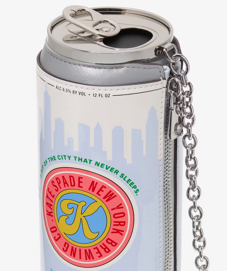 NEW Kate Spade Snack Time Metallic Pochette IPA Beer Can Chain Clutch ...