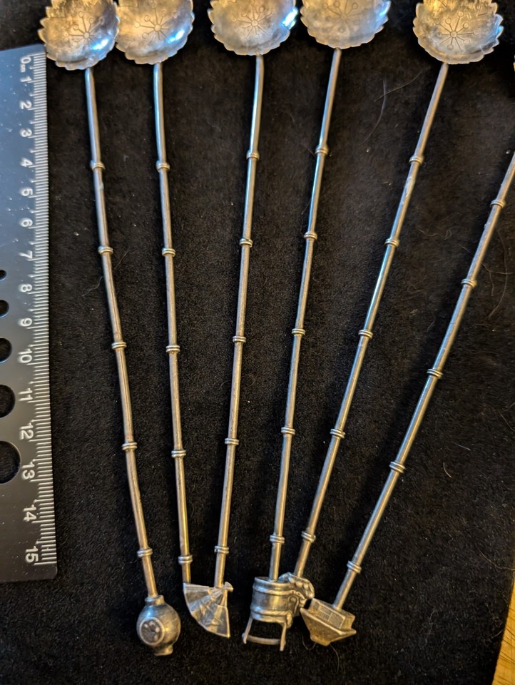 50.2G Solid 950 Sterling Silver Japanese Style Tea Spoons Intricate Use ...