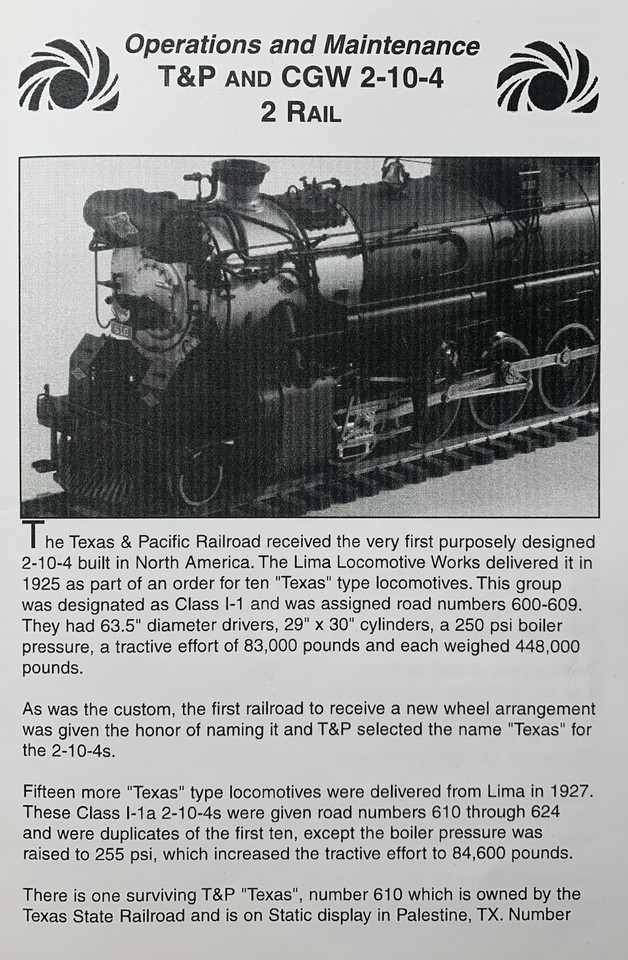 NIB Ultra Rare 3rd Rail Sunset O-Scale 2-10-4 Texas & Pacific Texas ...