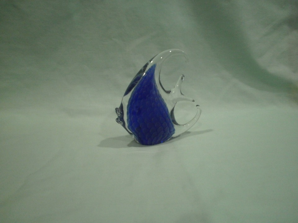 Murano Style Blue & Clear Art Glass Angel Fish Ornament Paperweight | eBay