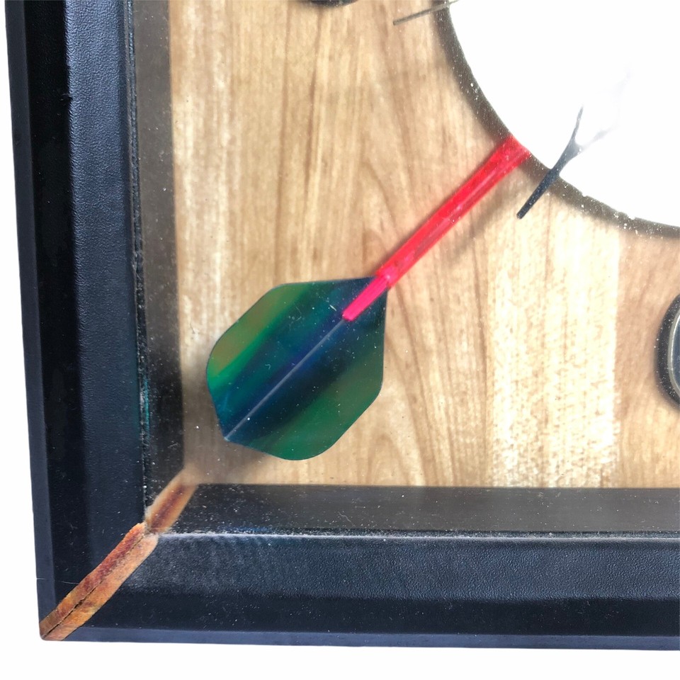 Dart Board Clock Wall Darts Quartz 10” Man Cave Bar Sports Vtg Mid ...