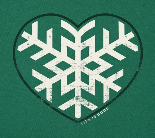 3XL NWT Women's Life is Good Snowflake Heart Green LS Crusher Vee | eBay