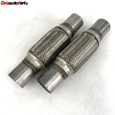 (two) Piping Adapter Connector 1.75" ID 10" OAL w/6" Double Braided SS ...