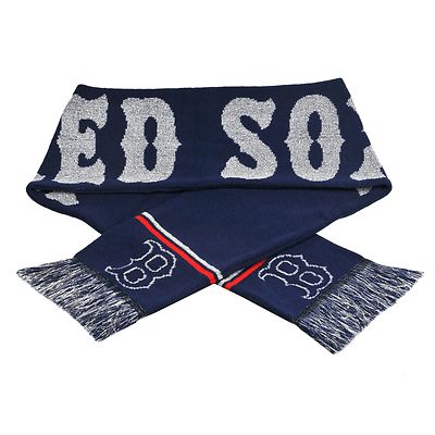 Boston Red Sox Scarf Knit Winter Neck NEW NCAA Metallic Thread Silver ...