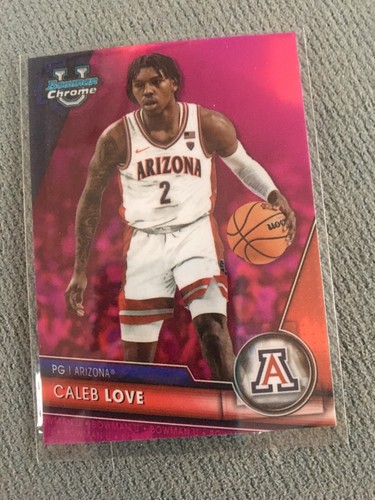 2023-24 BOWMAN U CHROME BASKETBALL 58 CALEB LOVE ARIZONA PINK REFRACTOR ...