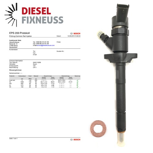 INJEKTOR BOSCH 0445110259 CITROEN C3 C4 C5 1.6 HDi FORD FOCUS II 1.6 ...