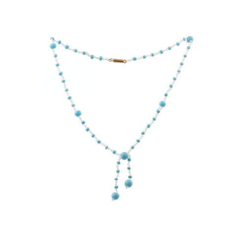 Vintage Czech necklace baby blue clear round seed glass beads | eBay