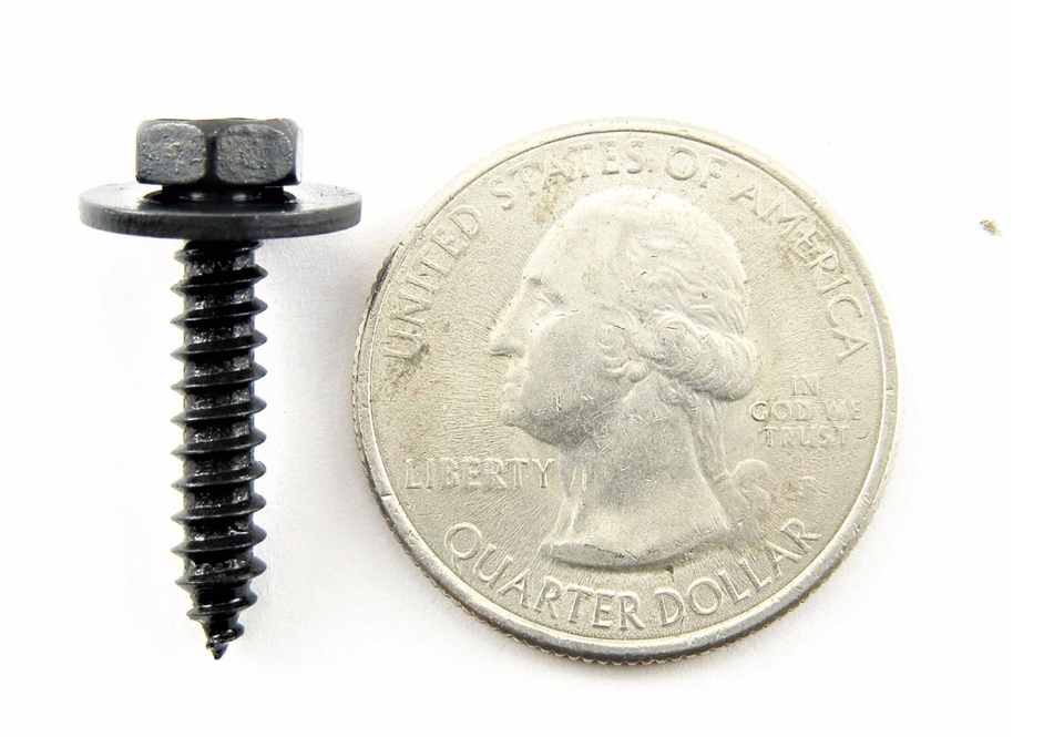 Jeep Black Trim Screws- M4.2 x 20mm Long- 7mm Hex- 12mm Washer- 25 ...