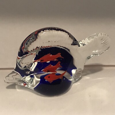 Art Glass Fish Paperweight Hand Blown School of Fish Inside Fish ...
