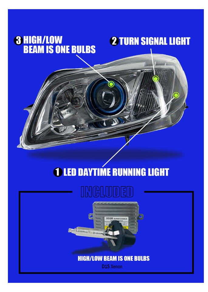 New HID Headlight Assembly For Buick Regal 2011-2013 LED DRL Turn ...