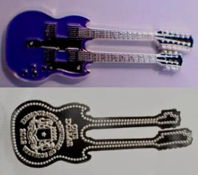 Somalia 1 DOLLAR 2012 x 1 Double GUITAR SHAPED Purple Silver UNC ...