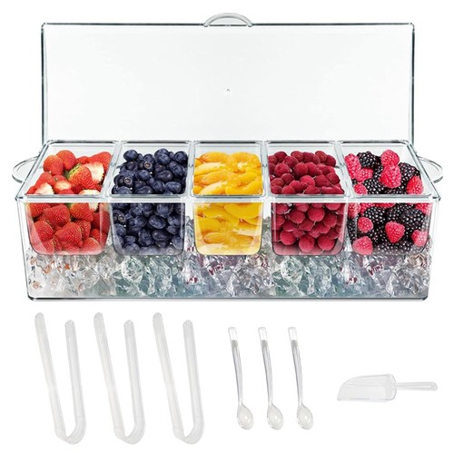 Condiment Containers Server with Lid,Ice Tray,Condiment Organizer ...