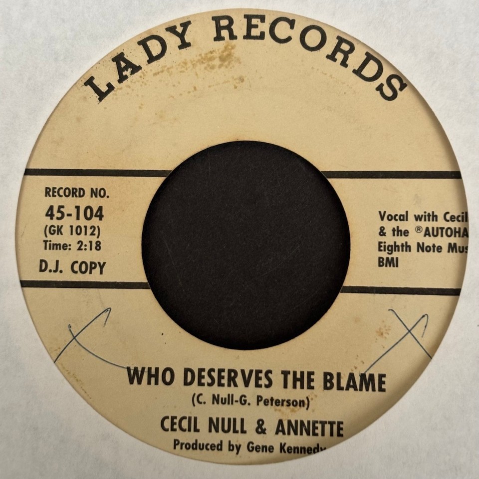 Cecil Null & Annette Obscure Country 45 on Lady ~ The Darkest Day ~ Hear | eBay