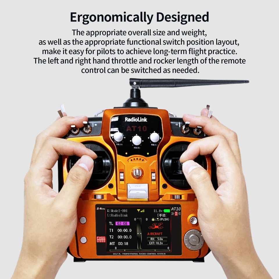 At10ii 12 Channels Rc Transmitter and Receiver Controller R12ds 2.4ghz ...