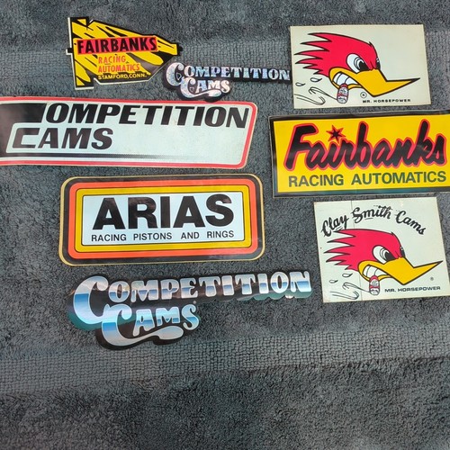 Lot Of 8 Vintage Racing Stickers Clay Smith Comp Cams Fairbanks Etc ...