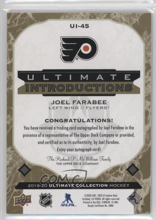 2019 Ultimate Collection Introductions Gold Joel Farabee #UI-45 Rookie ...